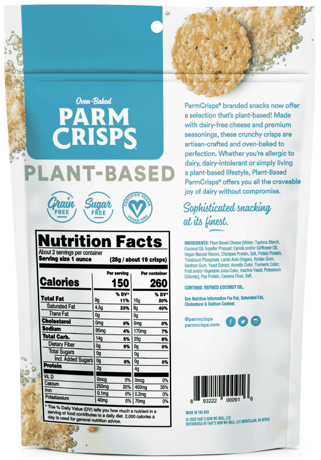 Plant-Based Sea Salt 1.75oz 6 pack - ParmCrisps